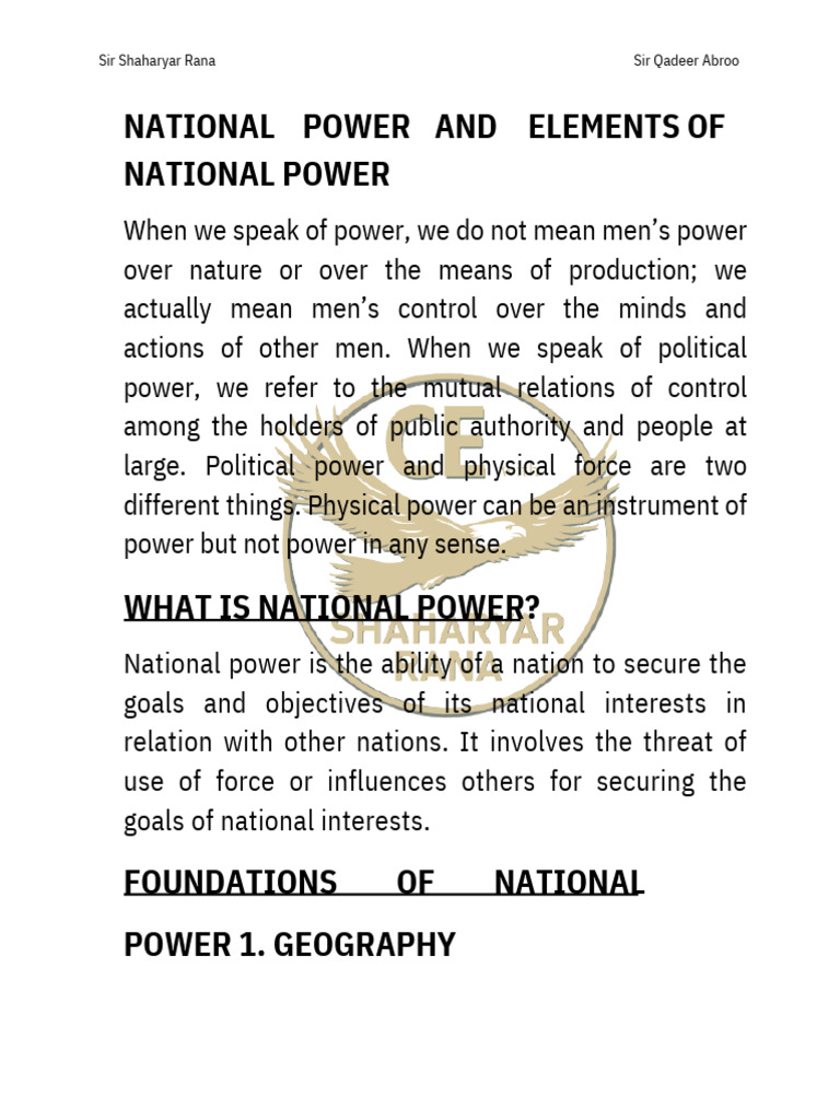 Understanding National Power | PDF | Soft Power | Hard Power