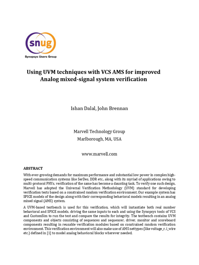 Marvell AMS | PDF | Formal Verification | Analogue Electronics