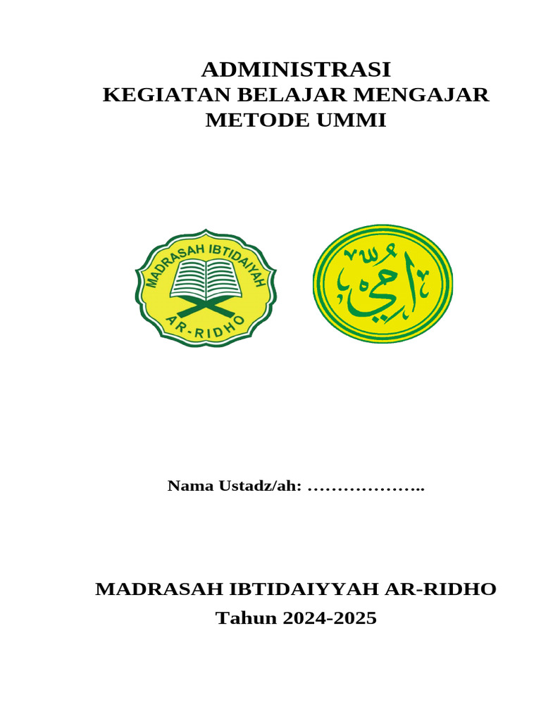 Cover Administrasi Ummi Jilid | PDF