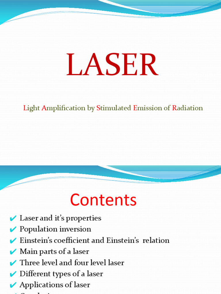 Laser For Students | PDF | Laser | Emission Spectrum