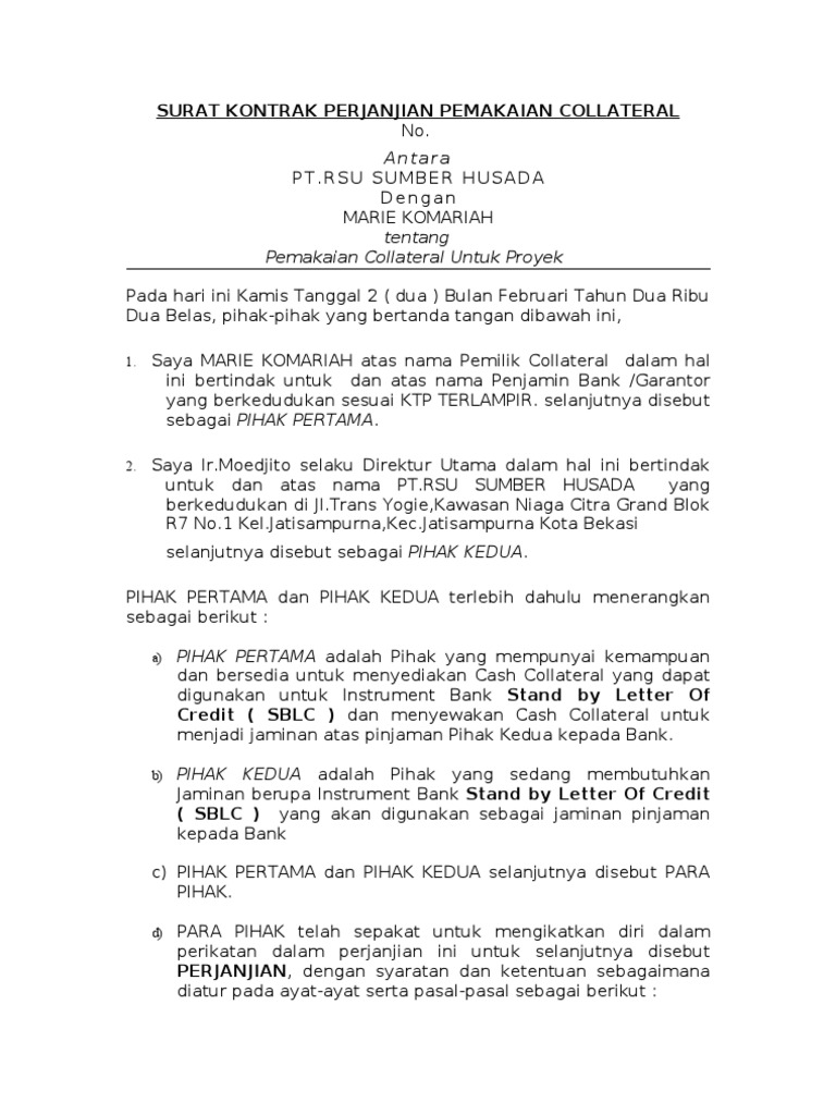 Draft Sewa Colateral | PDF