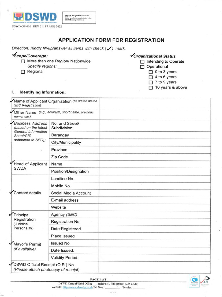 Application Form For Registration - New | PDF