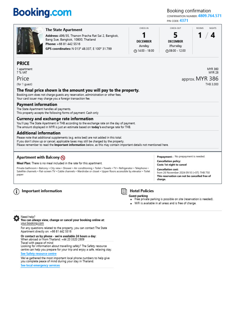 Confirmation-Thailand | PDF | Fee | Exchange Rate