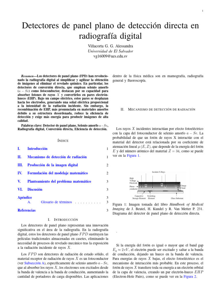 Detectores de Panel Plano FDP de Conversión Directa | PDF | Rayo X ...