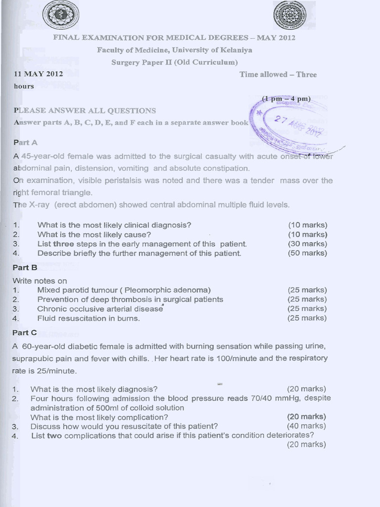 Surgery Paper II - 17 RR | PDF | Surgery | Diseases And Disorders