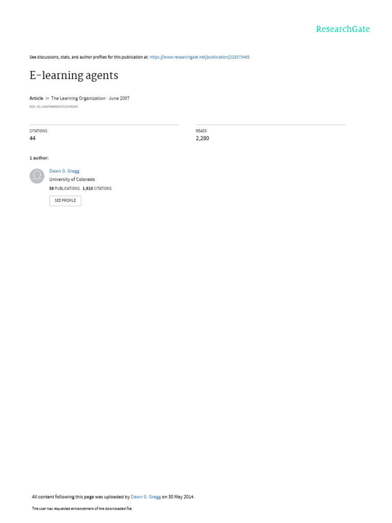 E-Learning Agents | PDF | Educational Technology | Learning