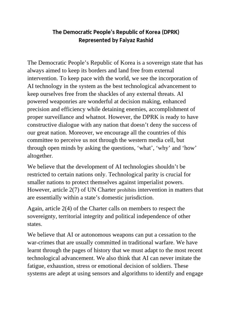 DPRK's AI Strategy for Sovereignty and Security | PDF | Artificial ...