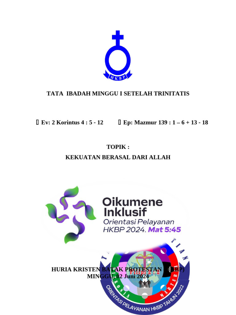 MINGGU I Setelah Trinitatis, 02 Juni 2024, Indo | PDF