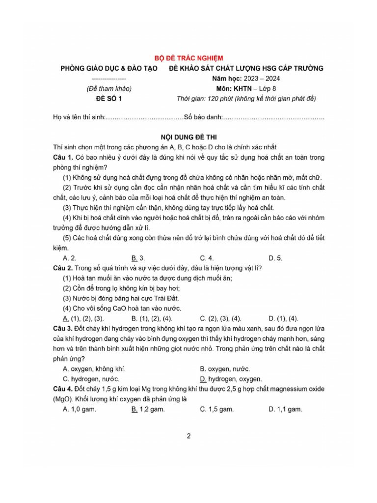 Bo de HSG KHTN 678 Co Loi Giai Chi Tiet | PDF