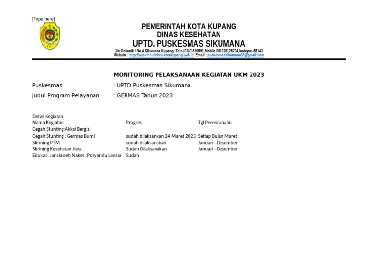 MONITORING PELAKSANAAN KEGIATAN UKM 2023 | PDF