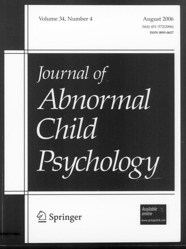 Journal of Abnormal Child Psychology 2006-08 - Vol 34 Iss 4 - Volume 34 ...