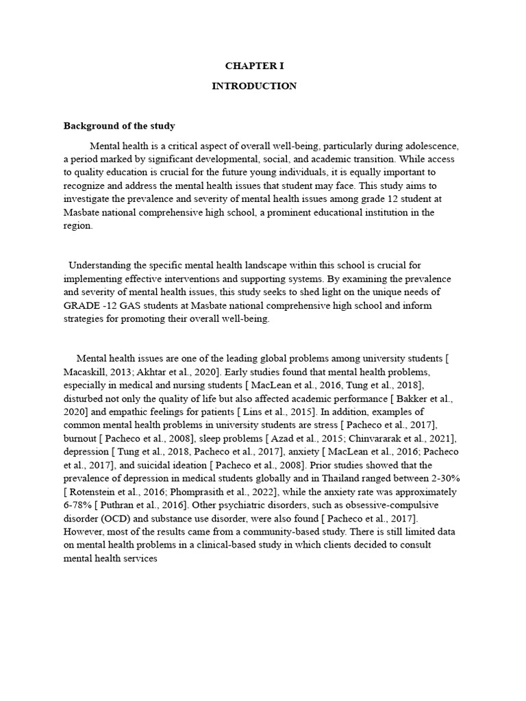 CHAPTER-1-OF-RESEARCH-1 | PDF | Mental Health | Mental Disorder
