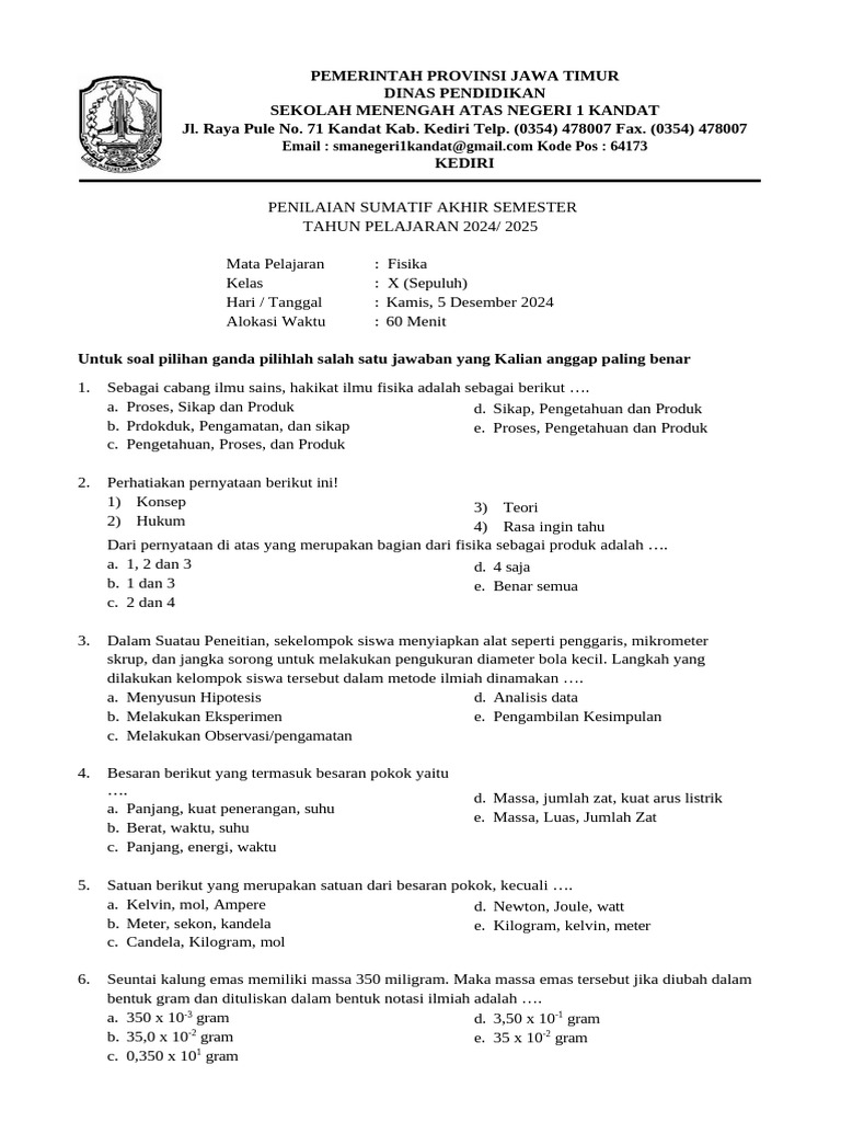 Fisika Kelas X - A Riyadloh | PDF