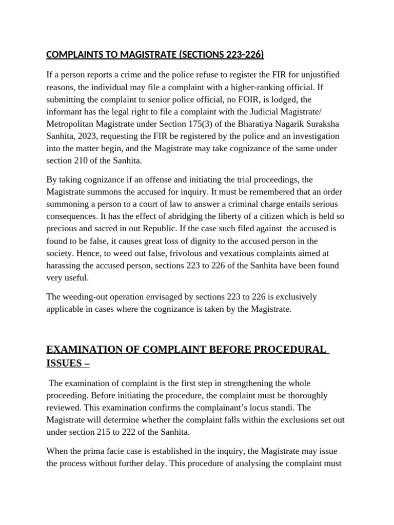 COMPLAINTS TO MAGISTRATE | PDF | Magistrate | Complaint