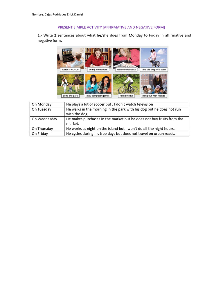 Present Simple Activity | PDF