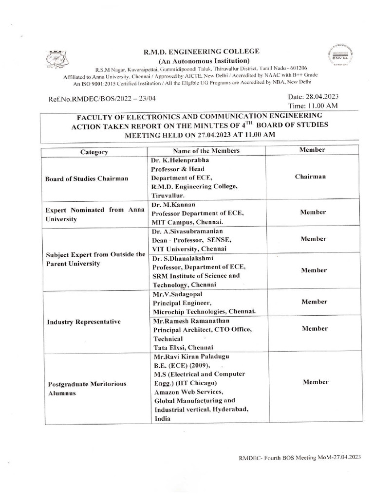 RMDEC ECE Action Taken Report | PDF