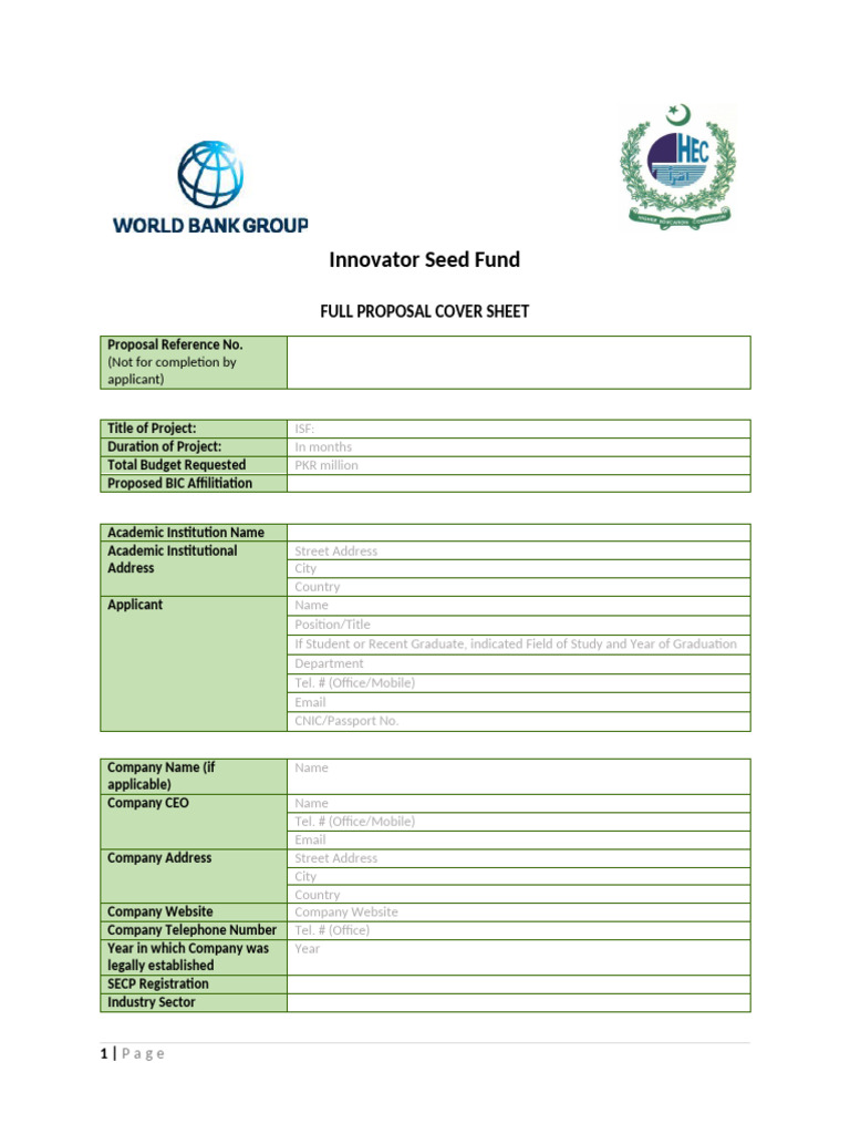 ISF Full Proposal Template Final | PDF | Supply Chain | Capital (Economics)