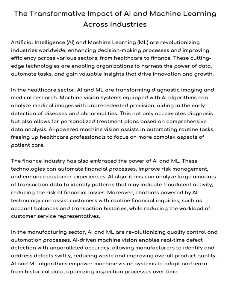 Tech_R001_The Transformative Impact of AI and Machine Learning Across ... Tech_R001_The Transformative Impact of AI and Machine Learning Across ...