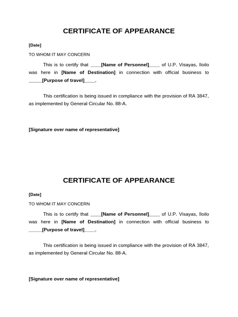 Cert. of Appearance | PDF