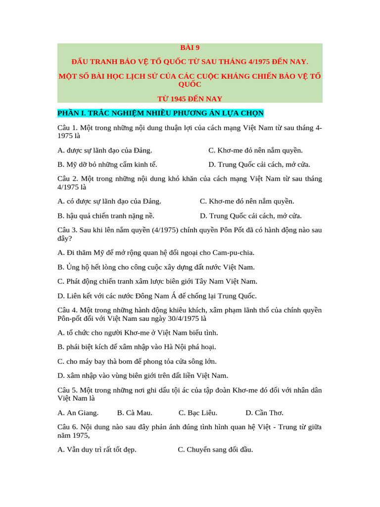 BTLS Bài 9 (K12) | PDF