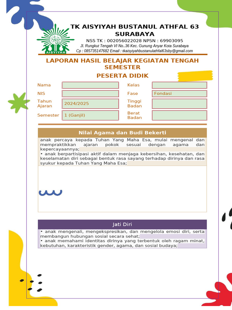 Rapor KTS TK Aba 63 | PDF