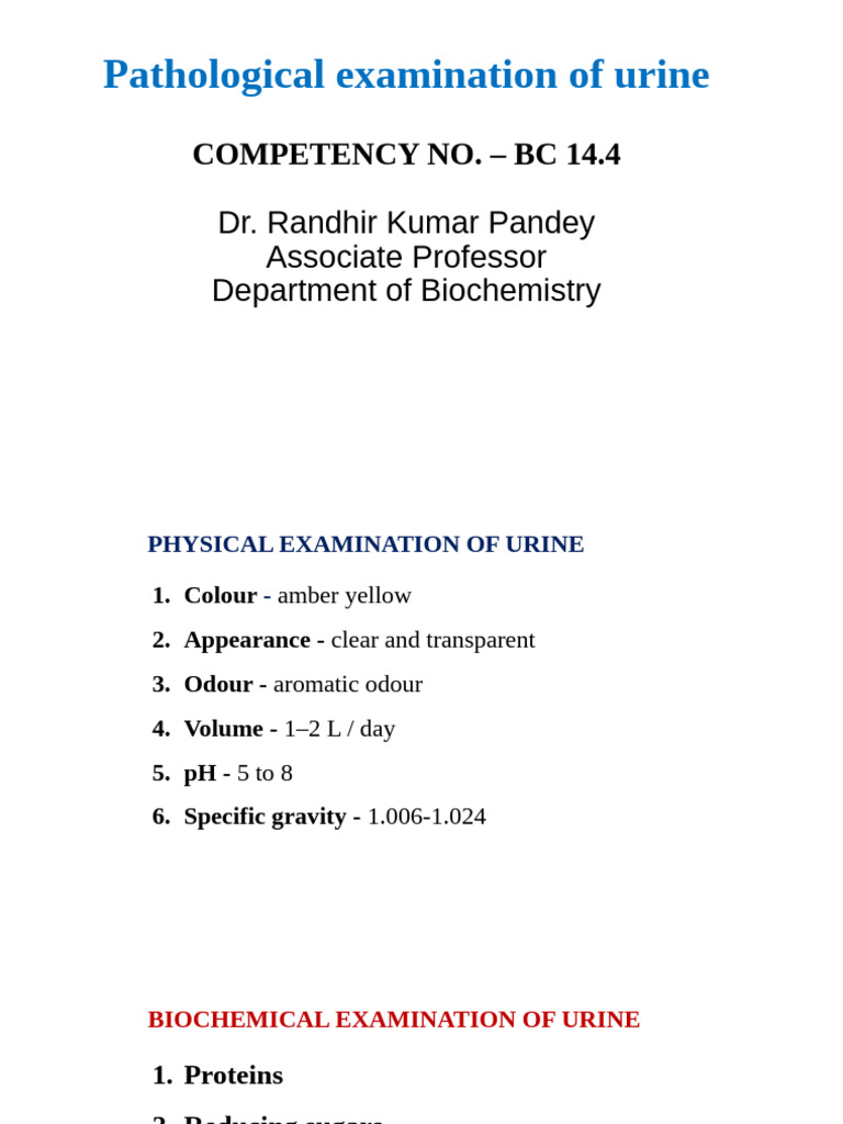 Pathlogical Examination of Urine Sample | PDF | Chemical Compounds