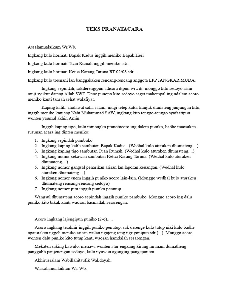 Teks Pranatacara Revisi | PDF