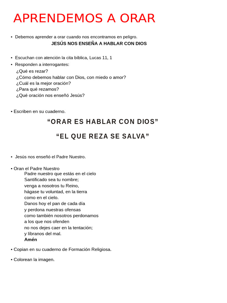 APRENDEMOS A ORAR | PDF | orador del Señor | Oración