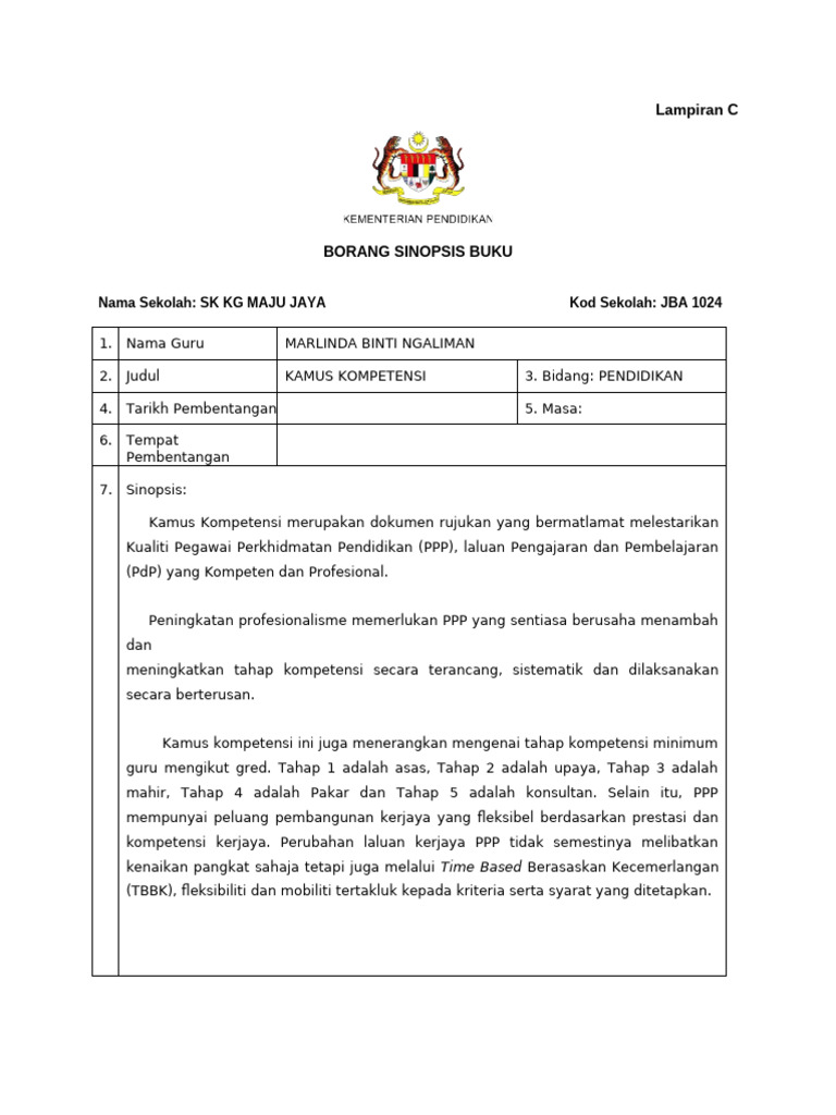 ULASAN BUKU KAMUS KOMPETENSI TEMPLATE | PDF