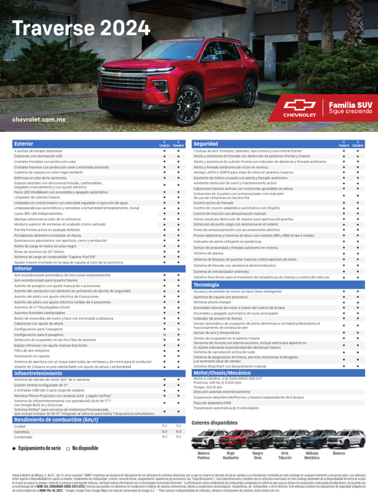 ficha-tecnica-traverse-2024-TLD-v2 | PDF | Airbag | Vehículos