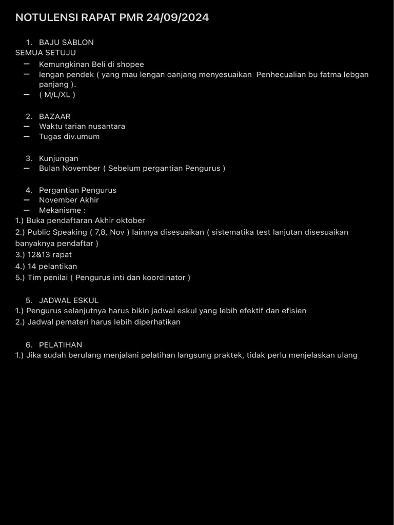 Notulensi Rapat PMR 24092024 | PDF