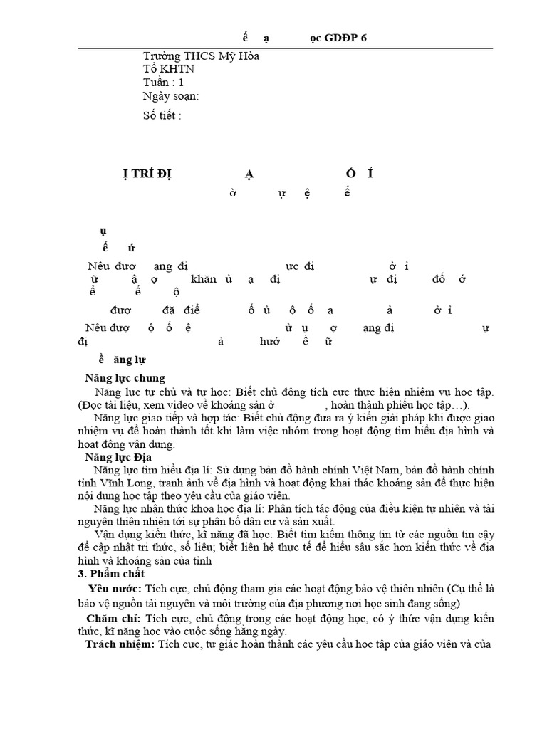 bài 1 GDDP 6 TỈNH TRÀ VINH | PDF