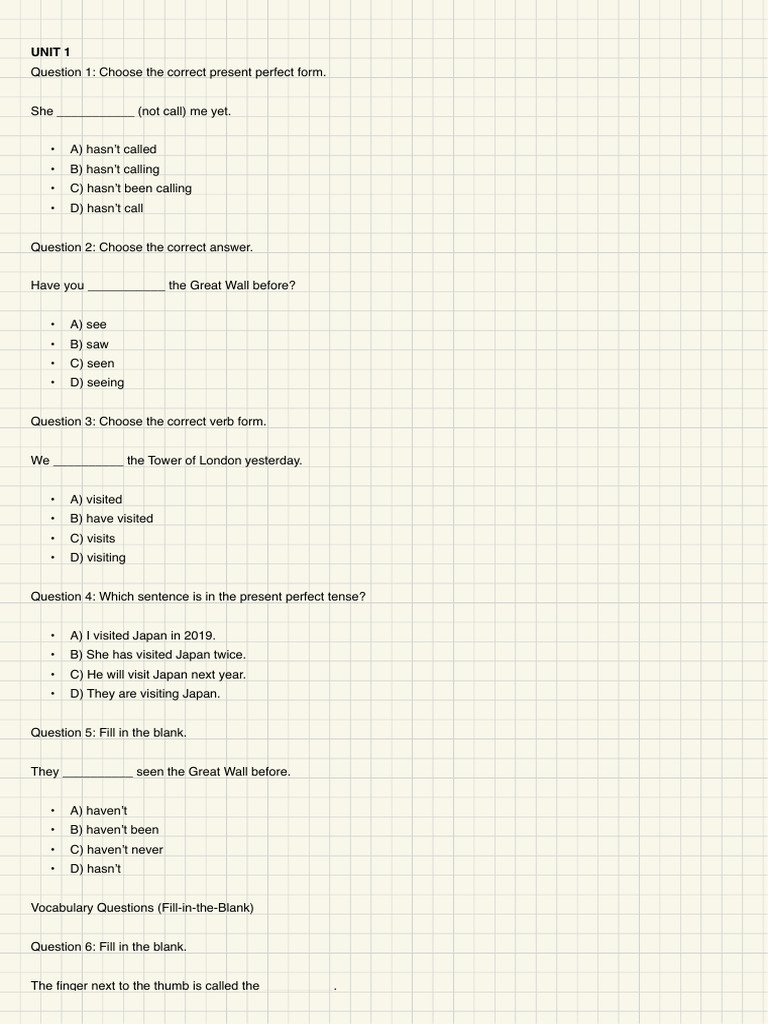 English Grammar Practice Quiz | PDF | Cursor (User Interface) | Linguistics