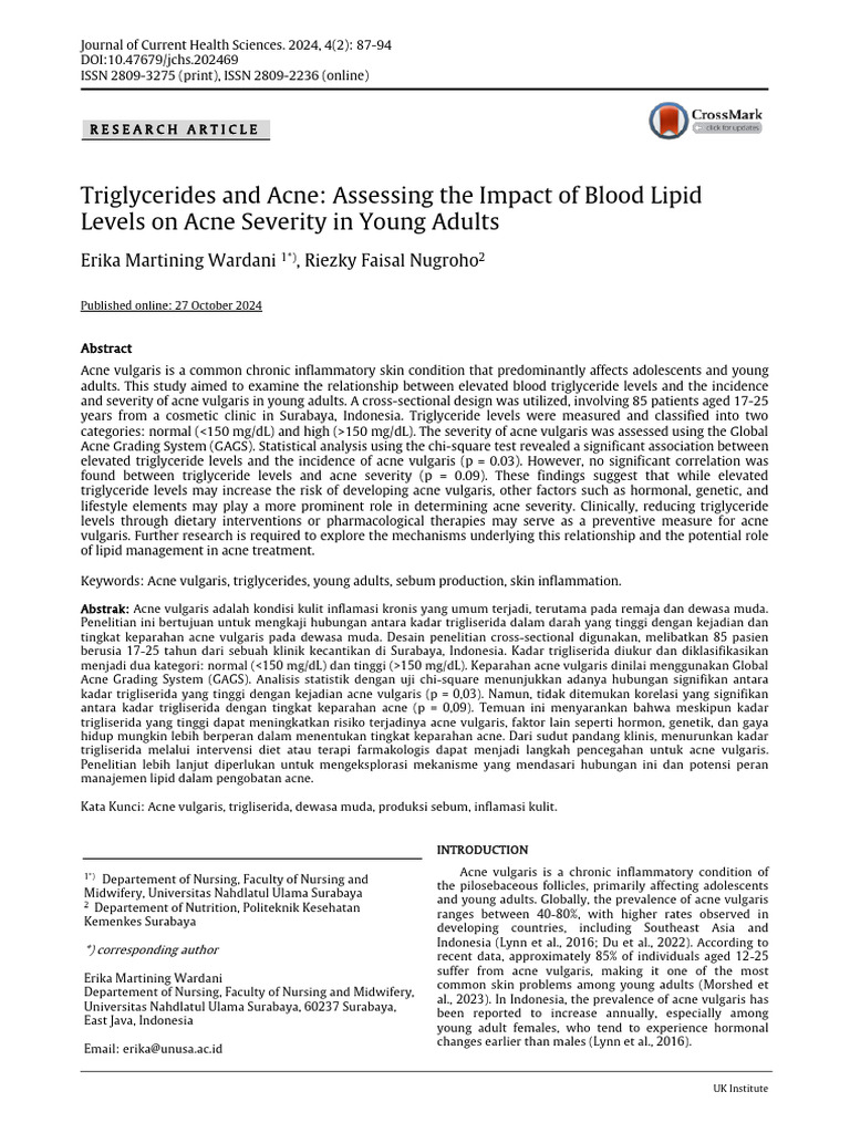 Triglycerides and Acne in Young Adults | PDF | Clinical Medicine