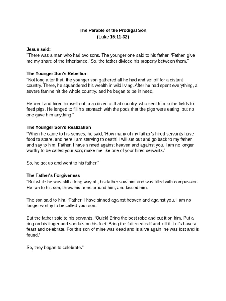 The Parable of The Prodigal Son | PDF
