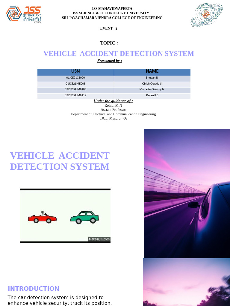 Car Accident Detection System | PDF | Sensor | Automation