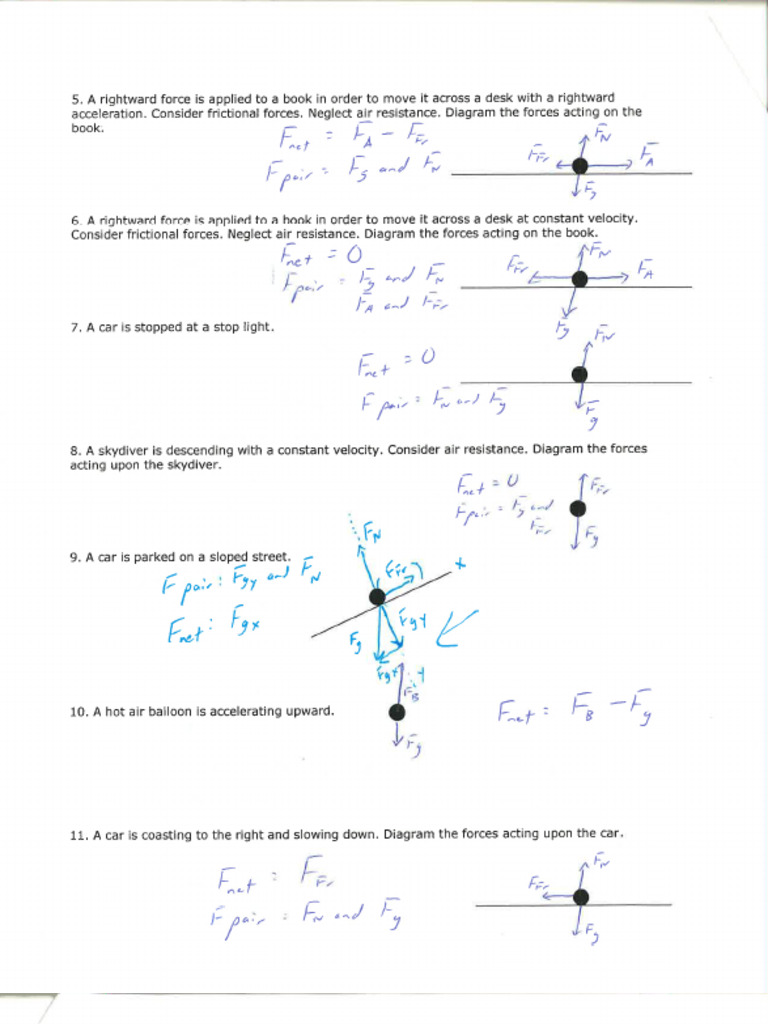 Free Body Worksheet Key 12-13 | PDF