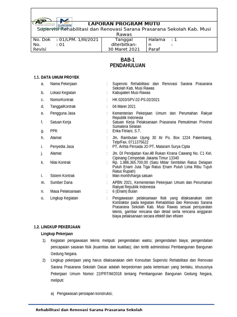 05.LAPORAN PROGRAM MUTU MUSIRAWAS | PDF