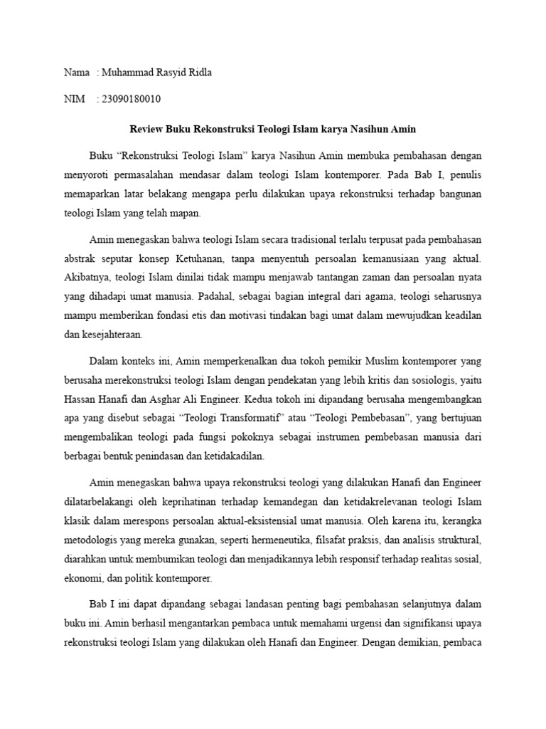 Muhammad Rasyid Ridla - Book Review | PDF