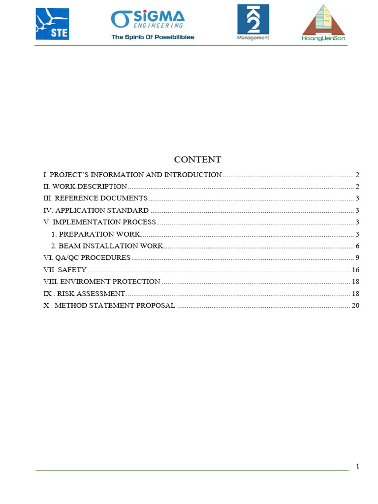 I Beam Installation Method Statement | PDF | Concrete | Crane (Machine)