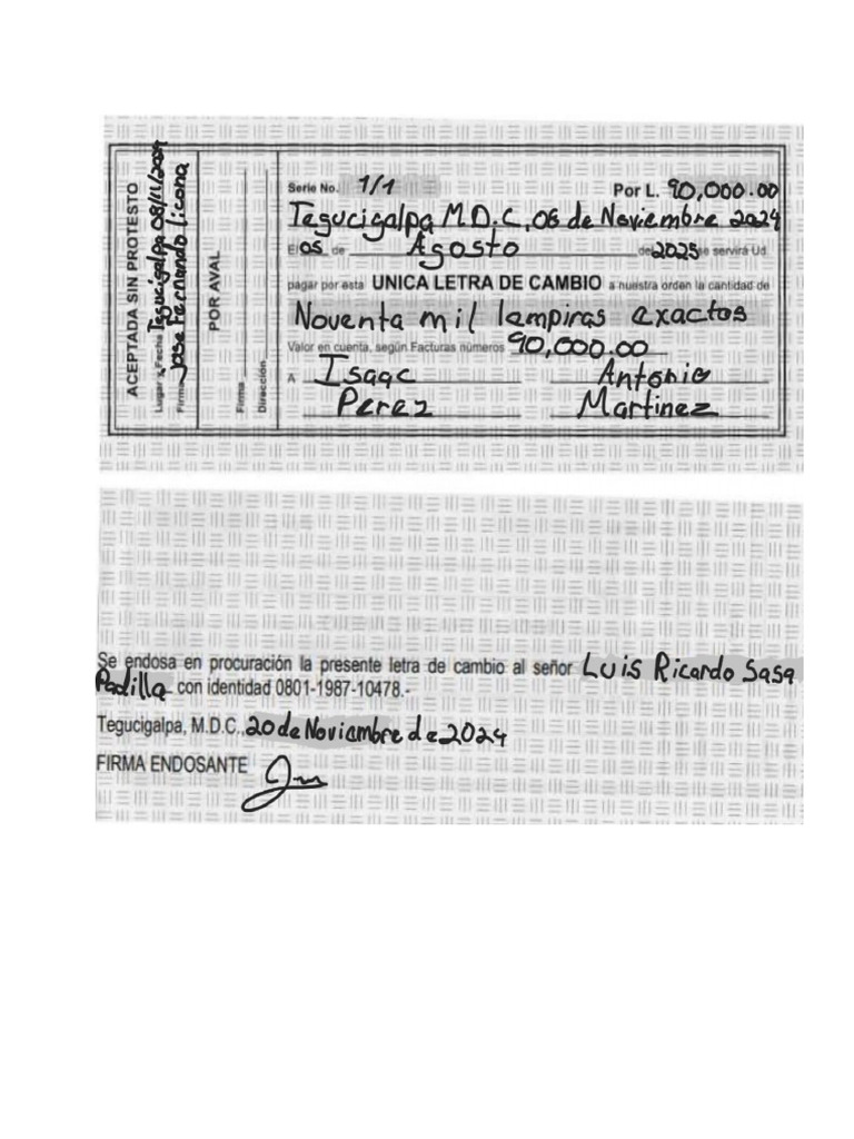 Letra de Cambio Endosada | PDF