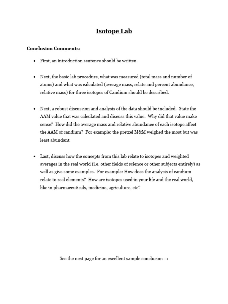 Isotope Lab Conclusion Comments and Excellent Sample | PDF | Isotope ...