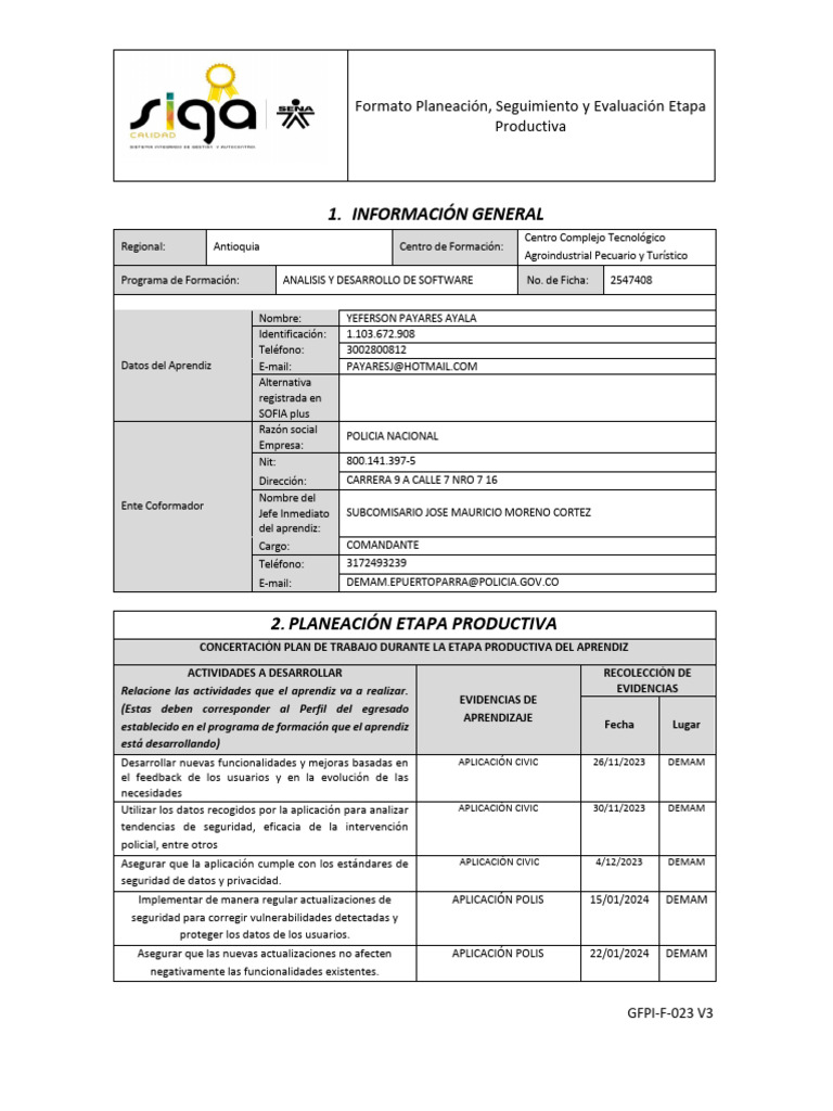 FORMATO 01 | PDF | Evaluación | Planificación