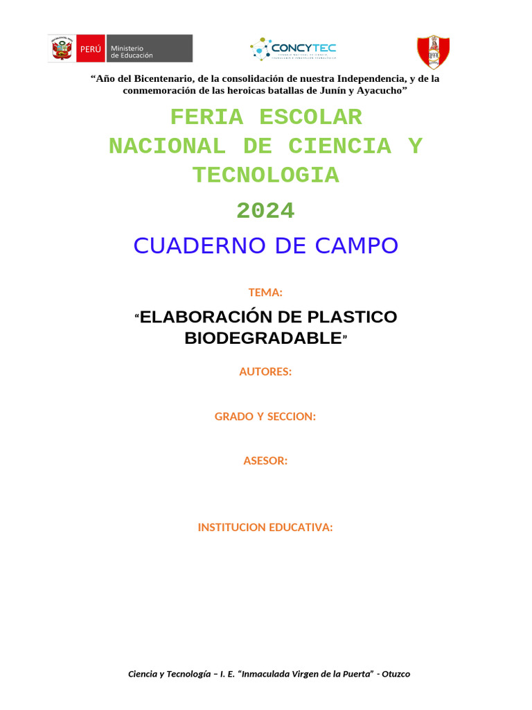 Cuaderno de Campo EUREKA IVP 2024 | PDF