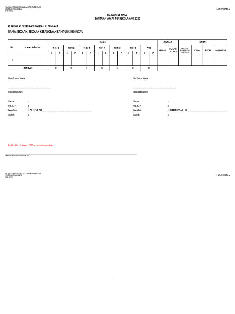 Borang Penerima BAP 2021 | PDF