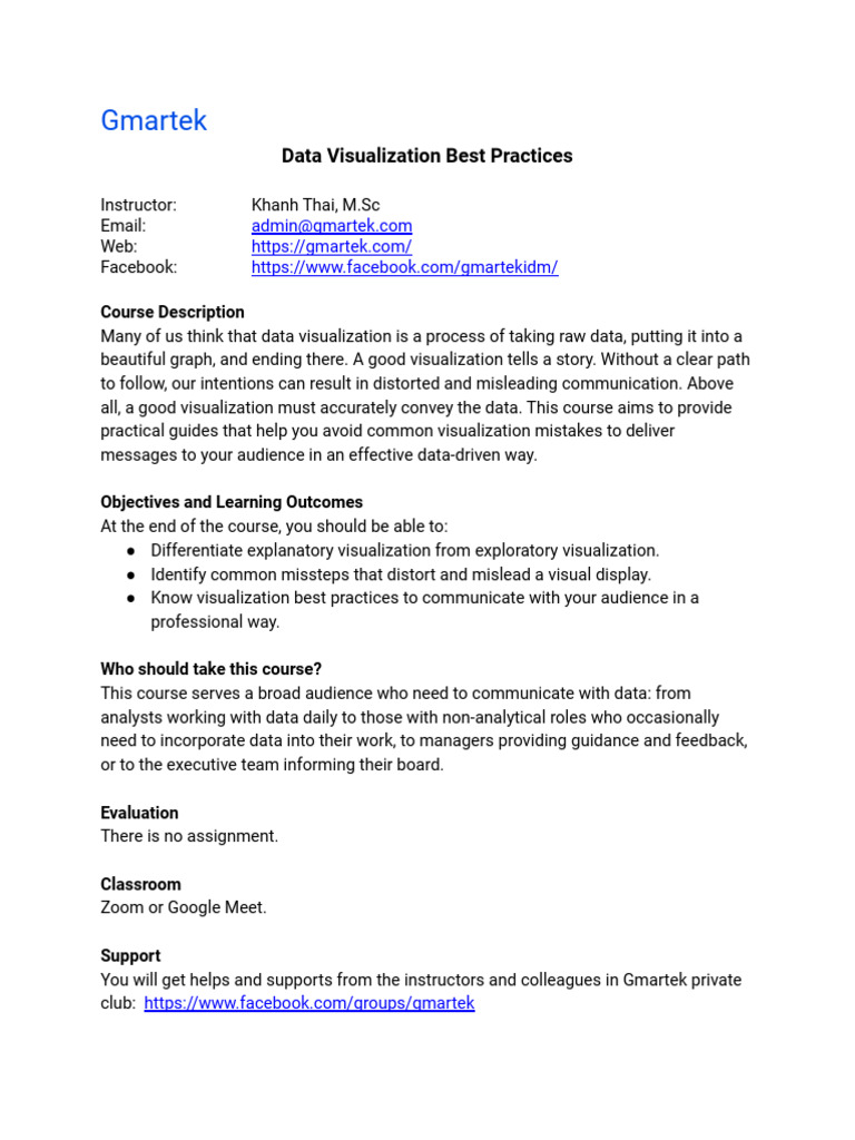 Data-Visualization-Best-Practices-Syllabus | PDF