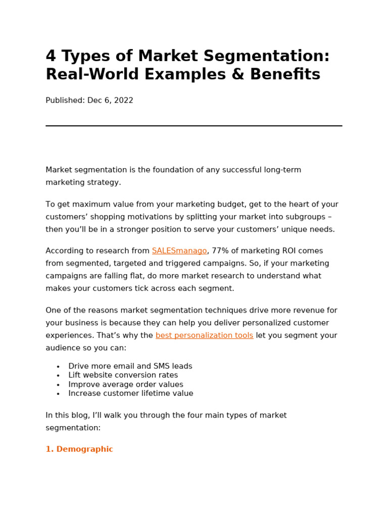 4 Types of Market Segmentation | PDF | Market Segmentation | Marketing