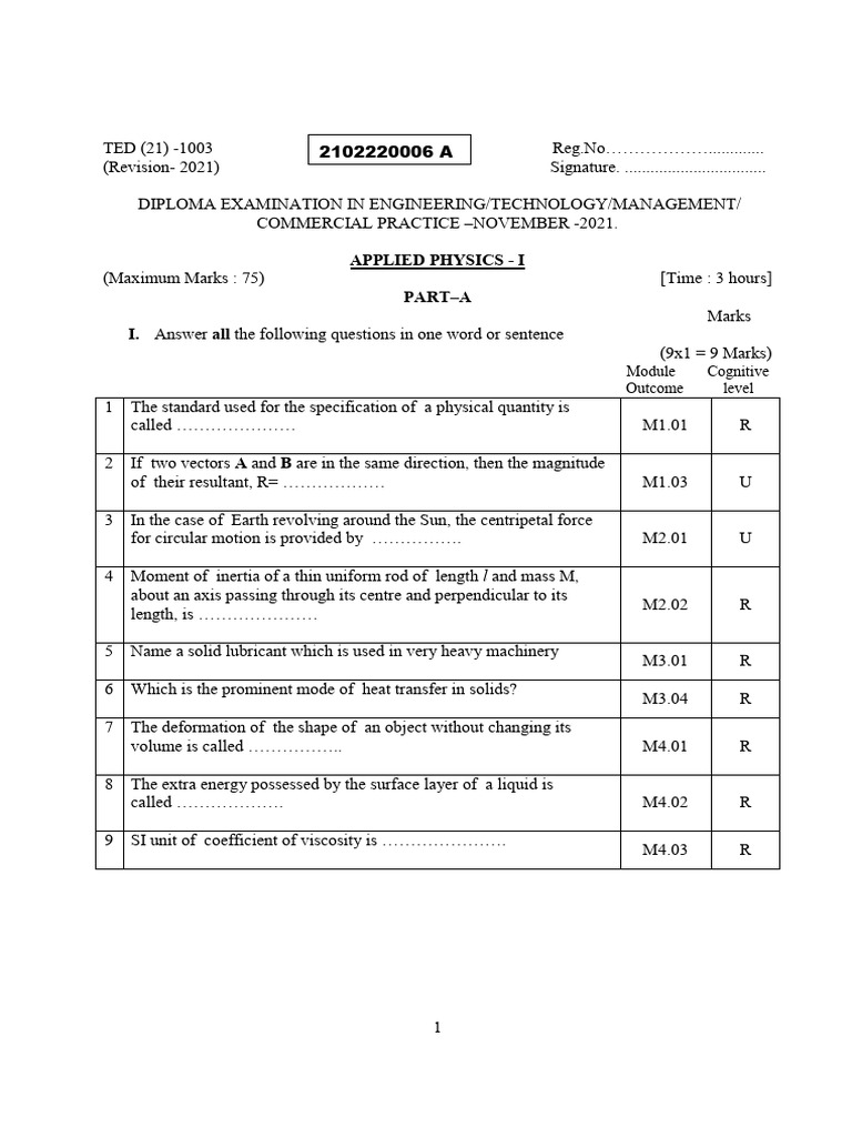 TED(21)1003_qp | PDF | Velocity | Physical Sciences