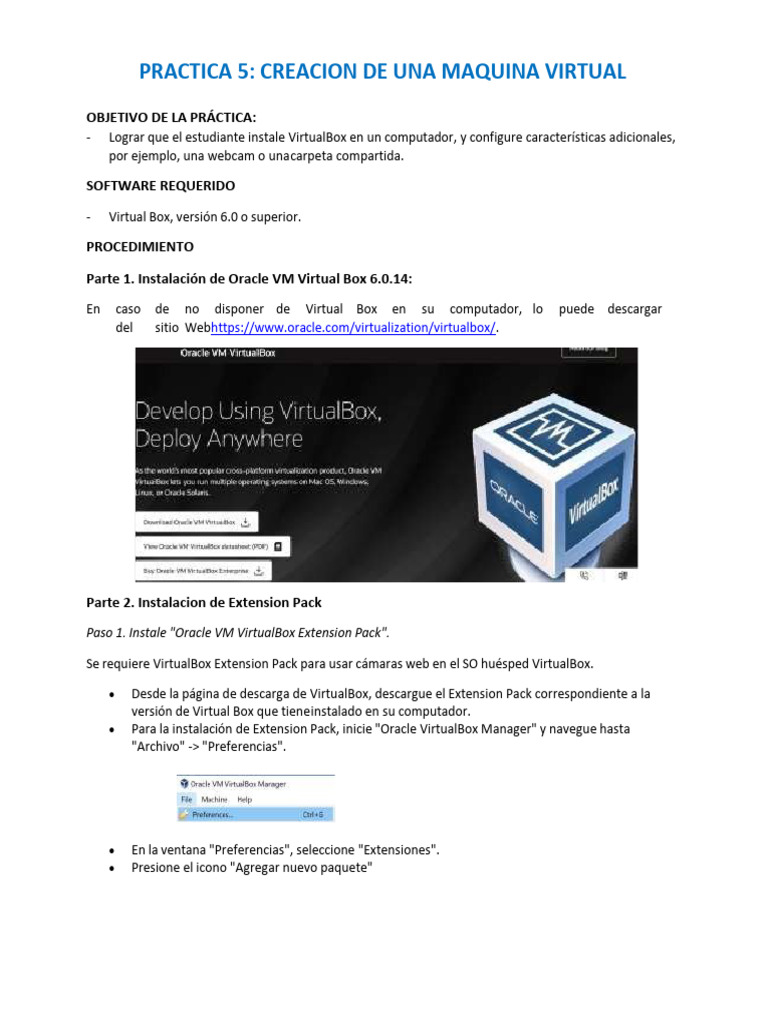 Instalación de VirtualBox y Extension Pack | PDF | Máquina virtual ...