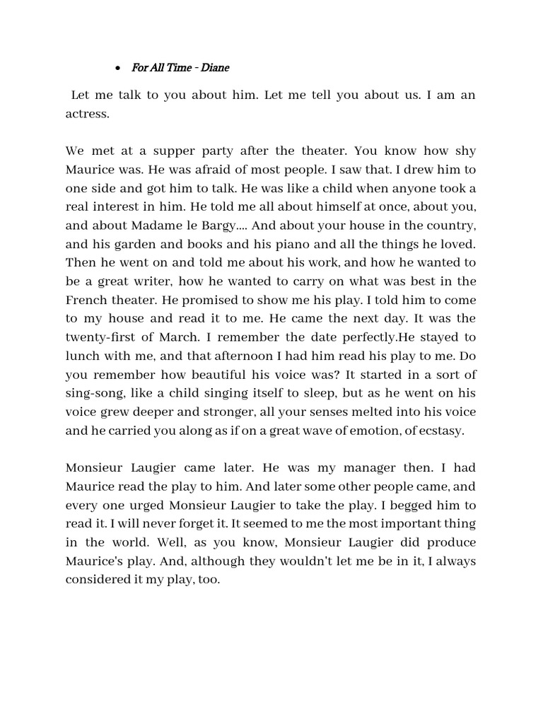 For All Time Monologue PDF | PDF